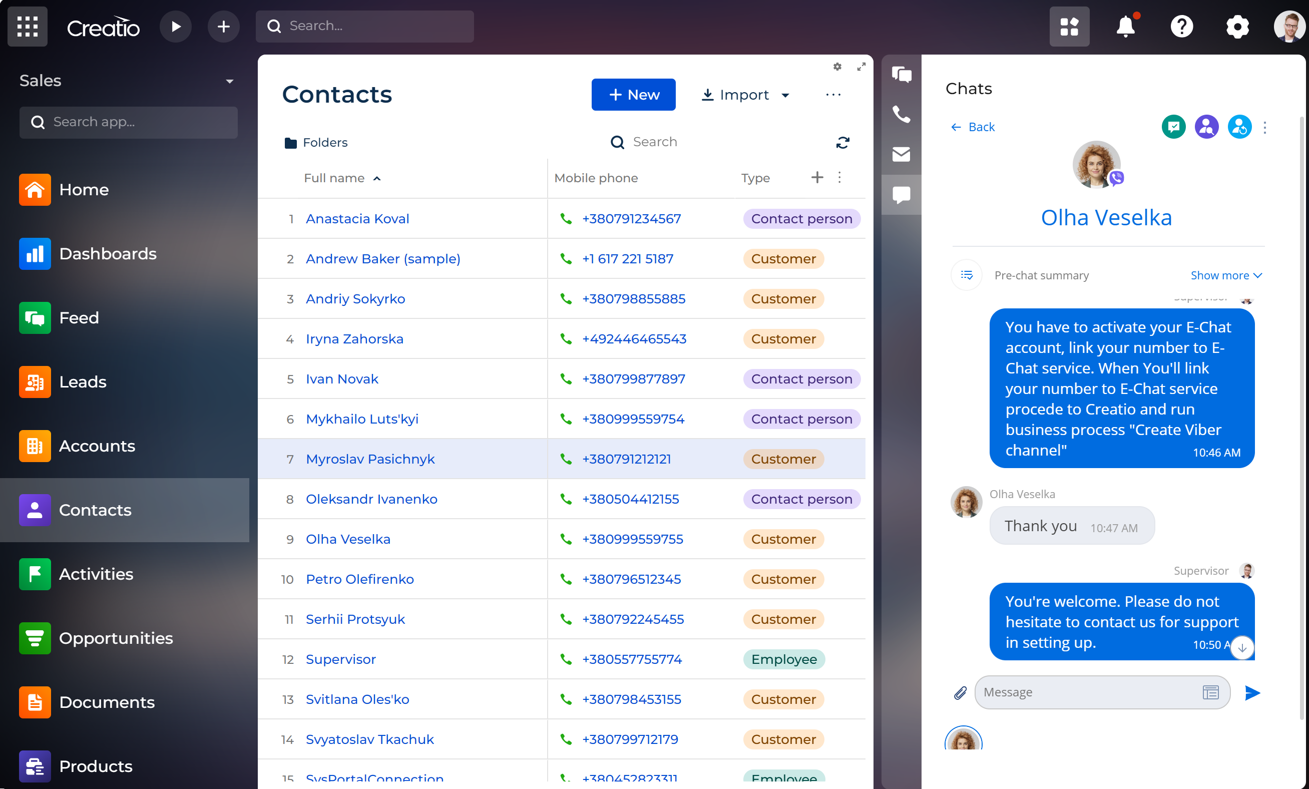 MasterCRM E-Chat integration for Creatio | Creatio Marketplace